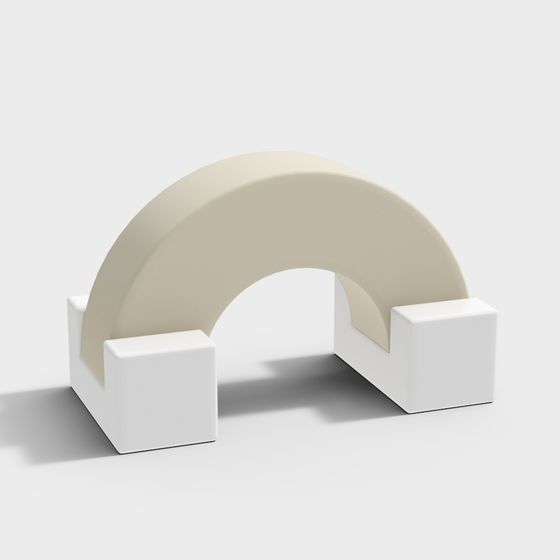 Minimalist Modern Arch 3D Model – Soft Beige Design