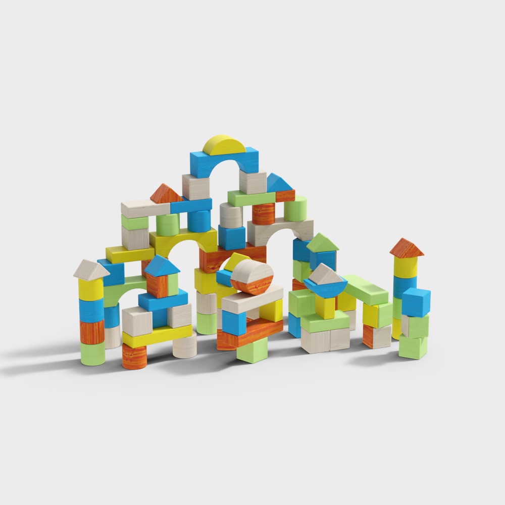 Complex Block 3D Model: Modular Design & Precision