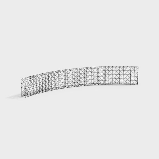 Curved Mesh Railing 3D Model