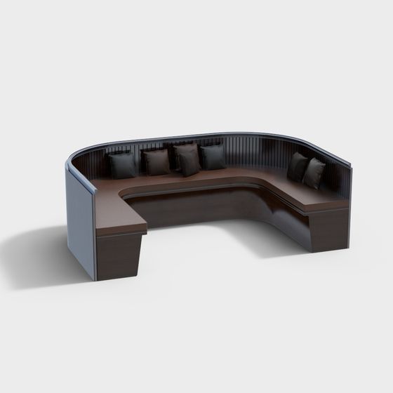 Elegant Curved Lounge Chair 3D Model – Low-Poly Wood Design