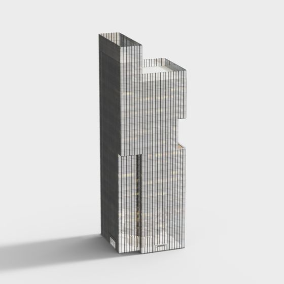 Gray Commercial Building 3D Model – Architectural Projects Free