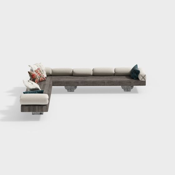 Elegant L-Shape Sofa 3D model for Modern Interiors