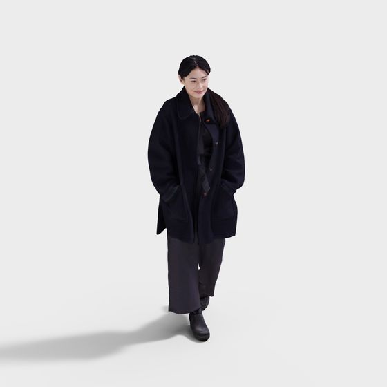 Elegant Low-Polygon Winter Coat 3D model