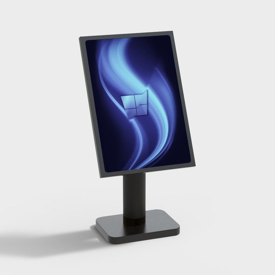 Modern Low-Poly Display Screen 3D Model – Black Frame