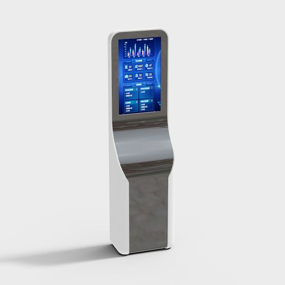 Futuristic Smart Information Kiosk 3D Model – Sleek Metallic Design