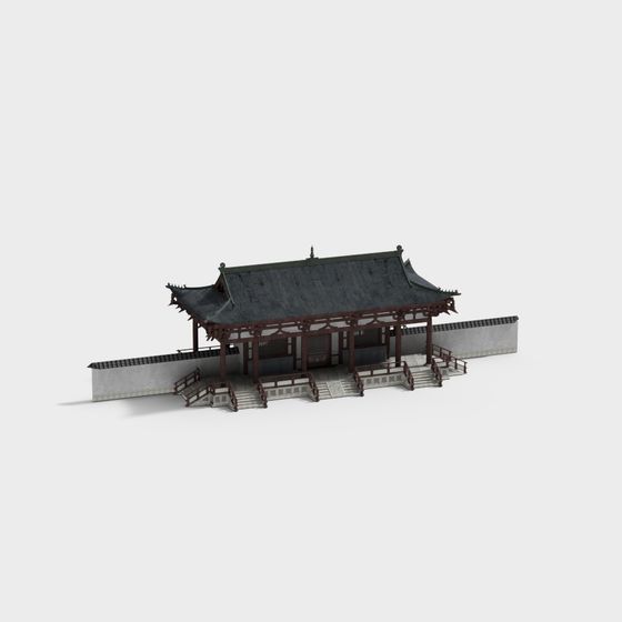 Eastern Aesthetic 3D Model Building – Low-Poly Traditional Style