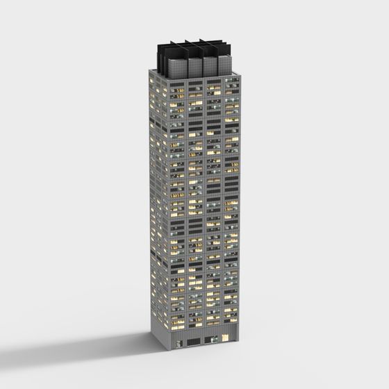 Modern Skyscraper 3D Model with Low-Poly Design