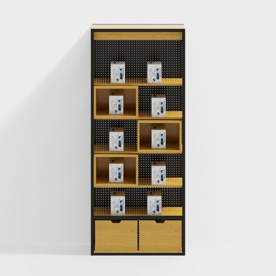 Elegant Low-Poly Display Cabinet 3D Model