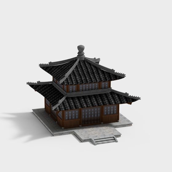Exquisite East Asian Architecture Model – Low Poly Design