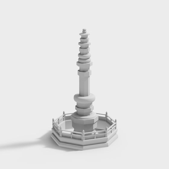 Elegant Tower 3D model with Modern Aesthetic
