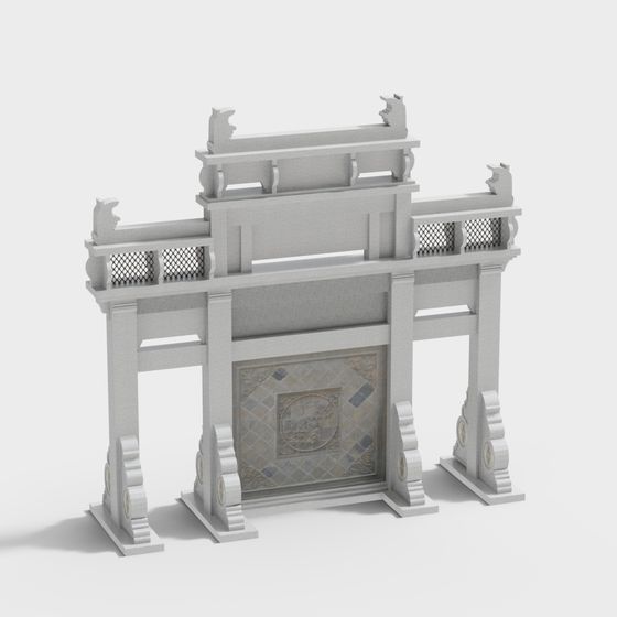 Ancient Style Gate 3D model