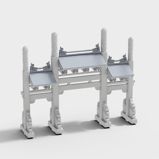 Elegant Traditional Architectural Gate 3D Model – Low-Poly Design