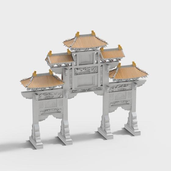 Traditional Chinese Archway 3D model