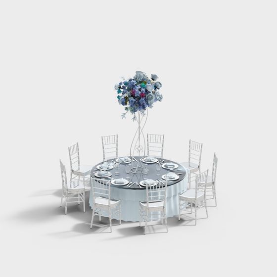 Elegant Banquet Table 3D model