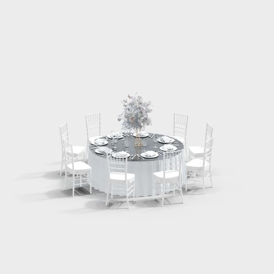 Elegant Round Dining Table 3D model