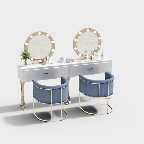 Elegant Low-Poly Dressing Table 3D model