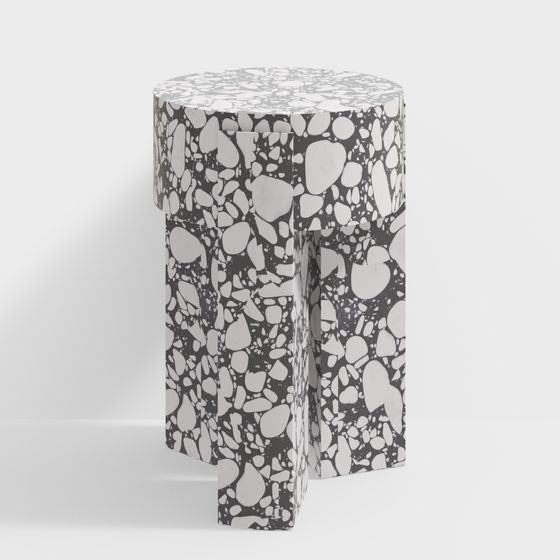 Concrete Stone Stool 3D Model – Low-Poly Pebble Texture