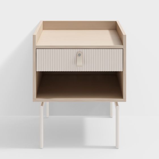 Modern Minimalist Nightstand 3D Model – Low-Poly Wood Design