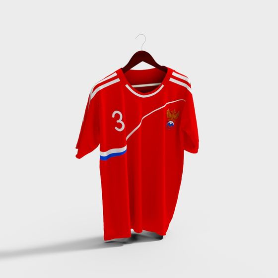 Russian National Team Football Jersey 3D Model – Low Poly Sportswear