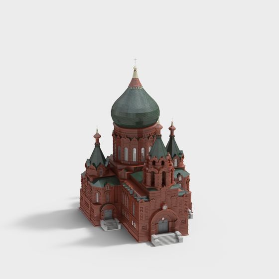 Majestic Low-Poly Church 3D Model