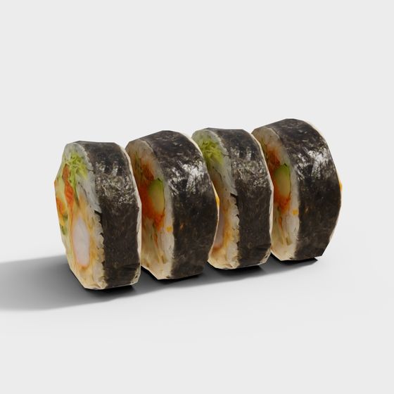 Realistic Sushi Roll 3D Model for Culinary Projects