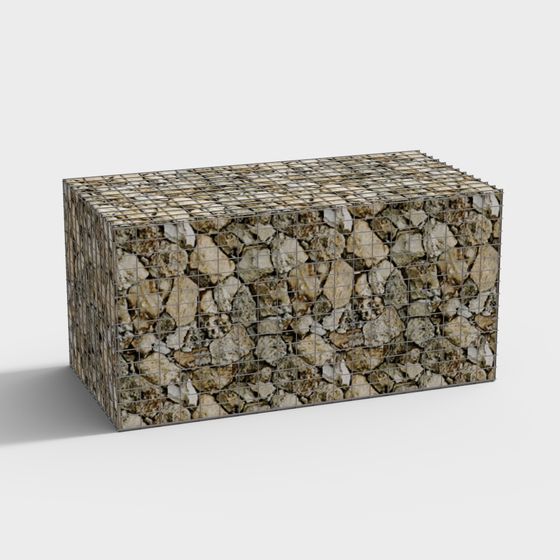 High-Detail Gabion Wall 3D model