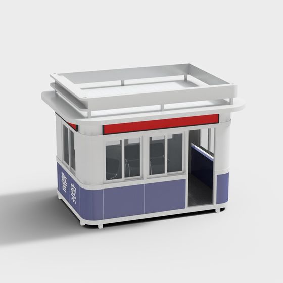 Stylish Police Booth 3D Model – Low-Poly Urban Design