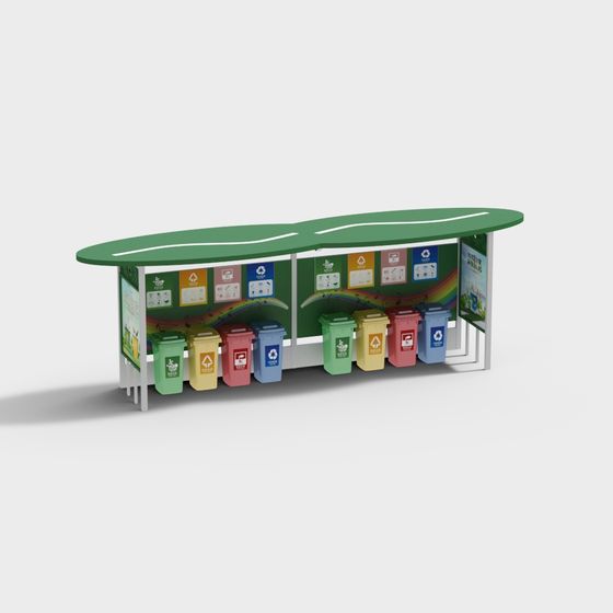 Recycle Station 3D Model – Eco-Friendly Low Poly Design