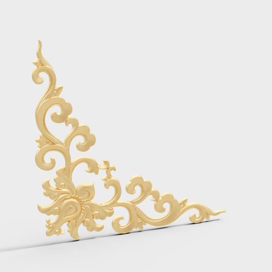 Golden Scroll 3D Model – Elegant Gold Finish