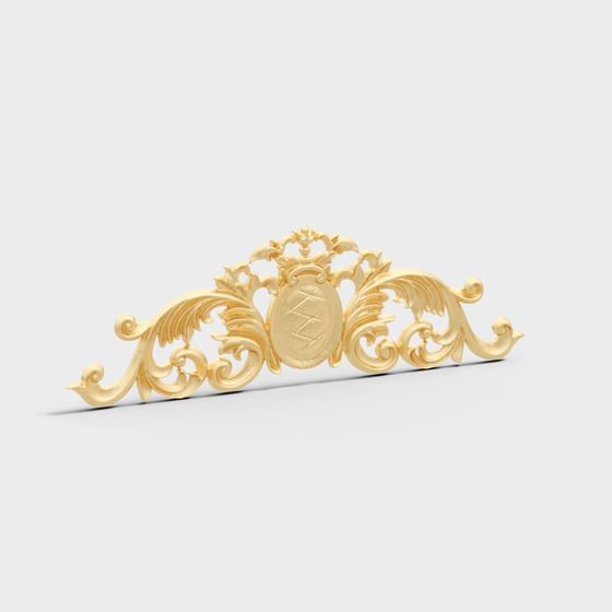 Golden Baroque Decorative Panel 3D Model – Classic Design