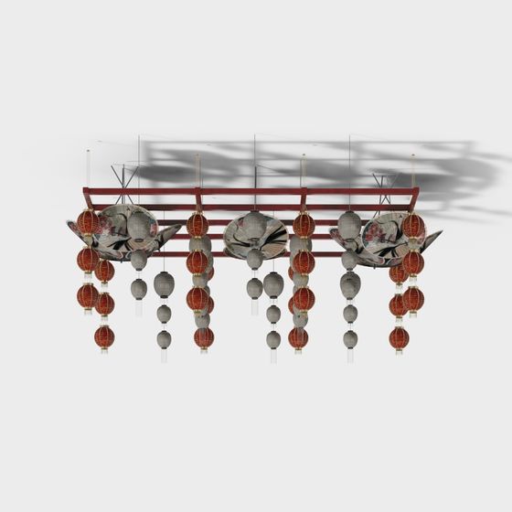 Traditional Chinese Lantern Pendant Light 3D Model – Cultural Decor