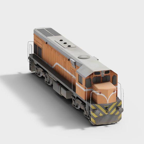 Industrial Aesthetic Low-Poly Train 3D model