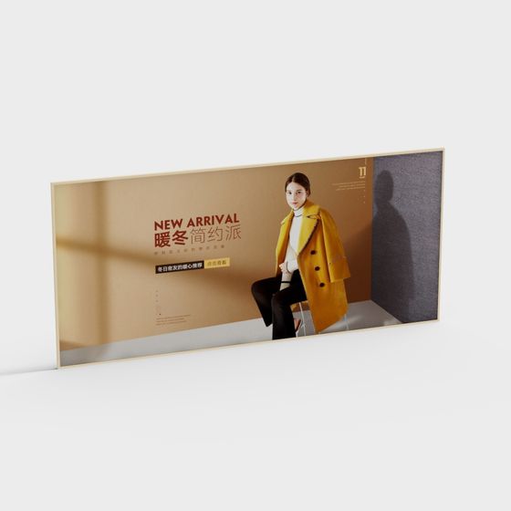 Stylish Minimalist 3D Model Poster for Winter