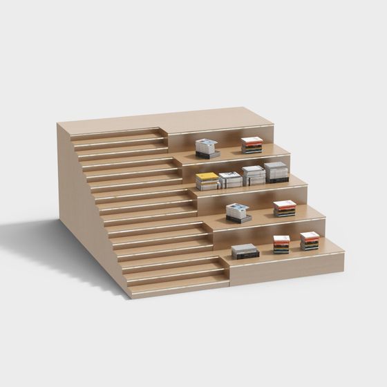 Low Poly Stair Display Rack – Wooden Step Shelves