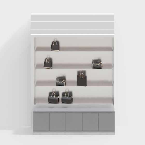 Elegant Low-Poly Display Cabinet 3D Model