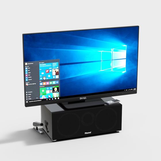 Blue and Black Computer Monitor Combo 3D Model for Offices – Free