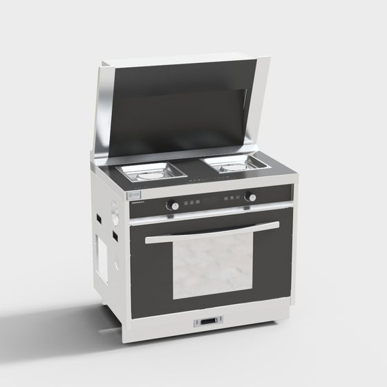 Stylish Integrated Cooker 3D model for Modern Kitchens