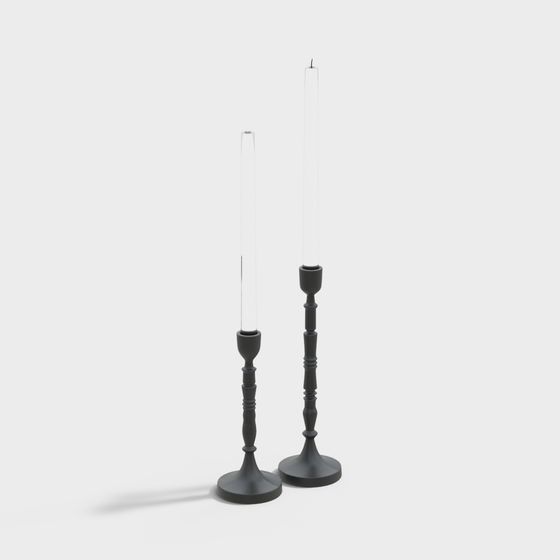 Stylish Low-Poly Candle Holder 3D Model – Matte Black Design