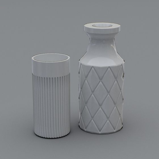 Elegant Low-Poly Vase Set – Textured Interior Accessory
