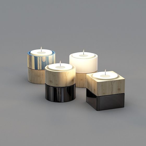 Elegant Low-Poly Candle Holder Set 3D model