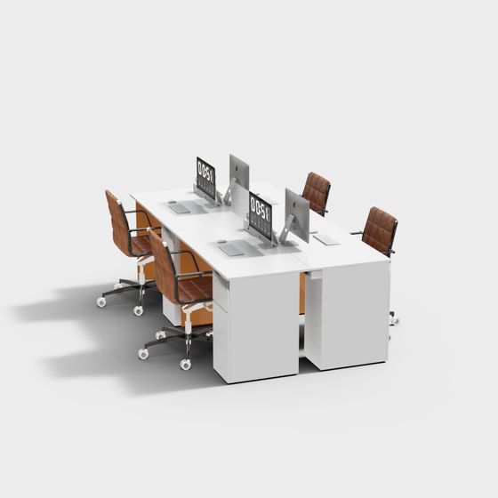 Open Workspace 3D Model – Modern Office Setup