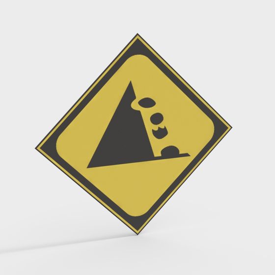 Slope Warning Sign 3D model