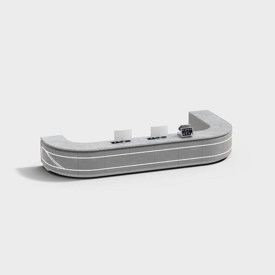 Elegant Curved Reception Desk 3D model