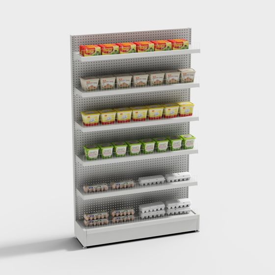 Detailed Supermarket Shelf 3D Model