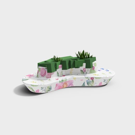 Vibrant Low-Polygon Garden Oasis 3D Model – Green Plant Design