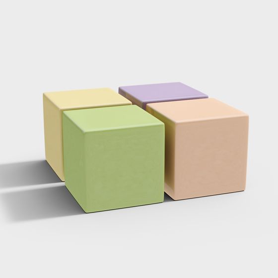 Colorful Low-Poly Cube 3D model