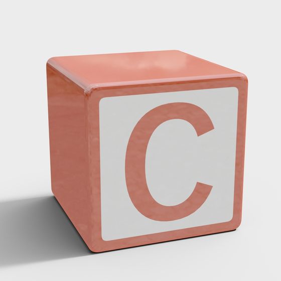 Letter Block C 3D Model – Low-Poly Coral Design