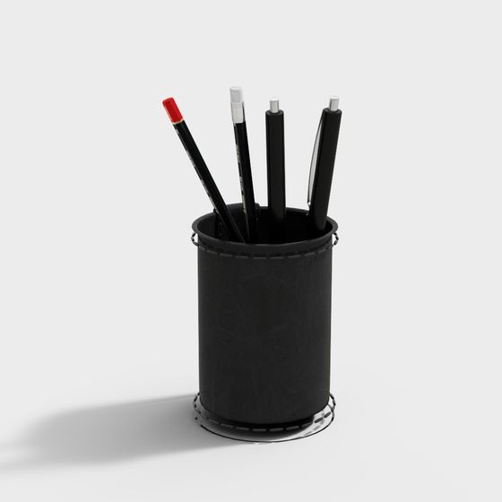 Stylish Leather Pen Holder 3D model