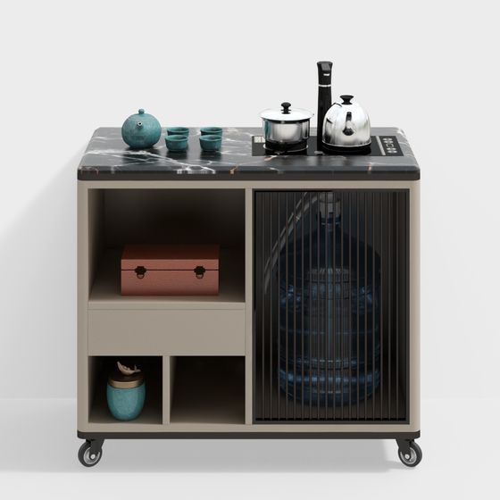 Elegant Low-Poly Tea Cart 3D model