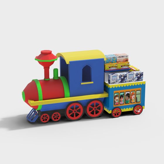 Playful Low-Poly Train 3D Model – Colorful Toy Design